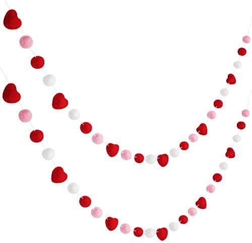 Amazon.com: 6PCS 3D Heart Garland Valentines Day Decor, Pre-Strung ...