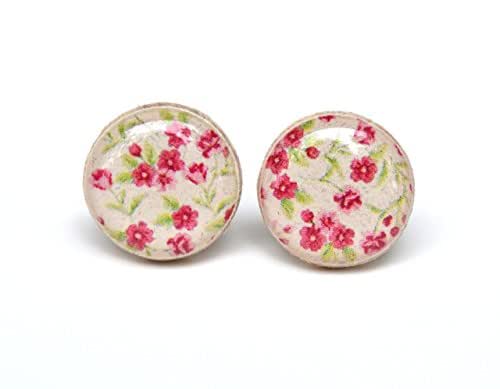 Amazon.com: Pink floral stud earrings. Pink flower studs. Pink studs ...