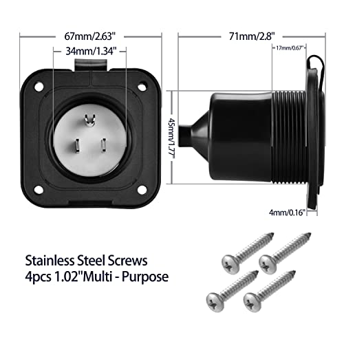 Snapklik.com : PAULINN 15 Amp 125V AC Power Inlet Port Plug W/Integrated Dual 18 Extension Cord ...