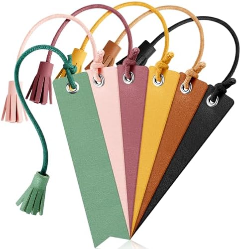 Amazon.com: Leezmark 4 Pcs Leather Bookmark, Classic Stitched Bookmark ...