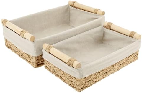 Amazon.com: PTMTFYL 2 Pcs Paper Rope Storage Basket, Hand Woven Toilet ...