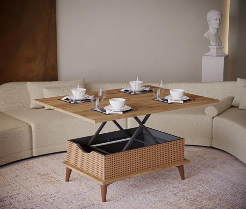 Walnut Extendable Lift-Top Coffee Table – Convertible Modern Design ...