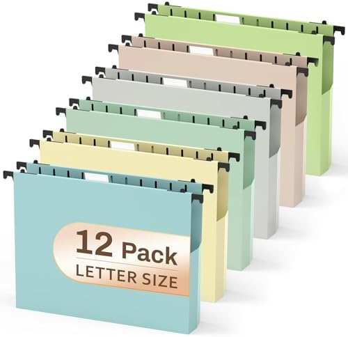 Amazon.com : PNETTCO 12 Pack Plastic Hanging File Folders, Letter Size ...