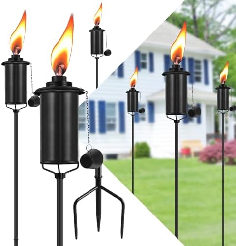 FAN-Torches Home Garden Torch Set of 6, 14 oz Outdoor Metal Torch ...