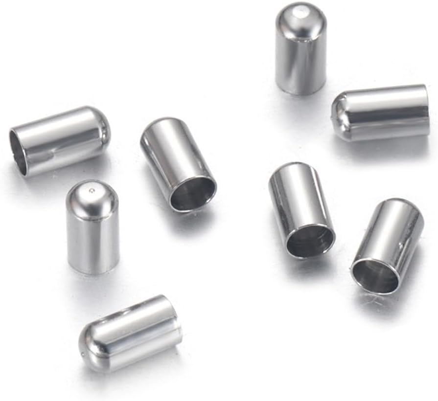 Amazon.com: 100 Pcs Stainless Steel Column End Caps 3mm Leather Cord ...