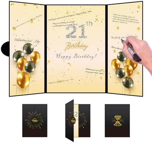 Amazon.com: DASTTUIS Happy 21st Birthday Decorations - Black & Gold ...