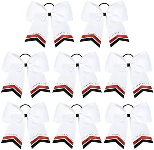 Amazon.com : 8PCS Glitter Cheer Bow Large White Cheer Bows Rhinestones ...