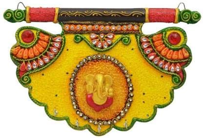 Rajasthani Handicraft Ganesh Pankhi Paper Mache Key Holder Wood Key ...