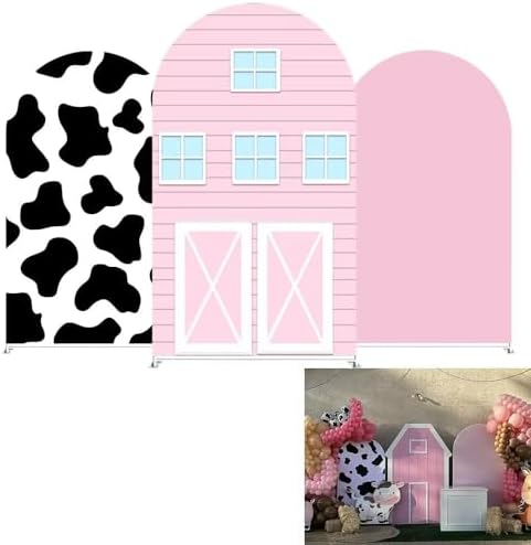 Amazon.com : Ellteecz Pink Barn Door Arch Backdrop Cover for Cows Farm ...