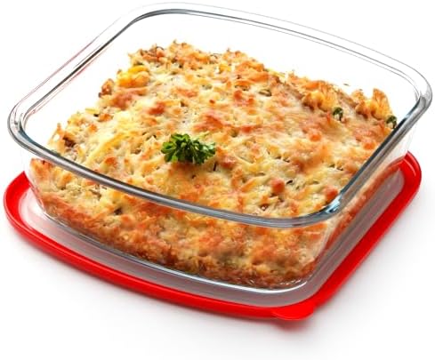 Amazon.com: Pyrex Basics 2 Quart Glass Oblong Baking Dish with Red ...