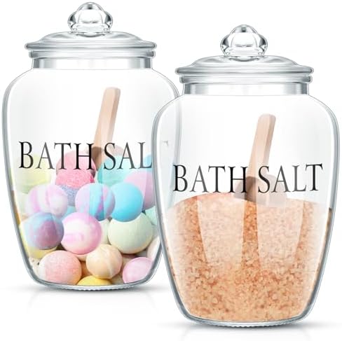 Amazon.com: SiliFine 1 Piece 94 oz Bath Salts Glass Jar with Wooden Lid ...