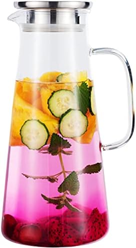 Amazon.com: SUSTEAS 2.2 Liter 75oz Glass Pitcher with Lid, Easy Clean ...