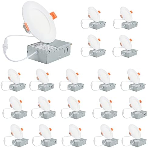 Axiomdeals (20 Pack) 4" 4 inch Slim Recessed LED Pot Lights Ceiling ...
