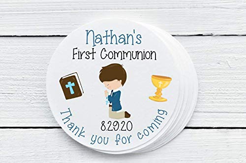 Amazon.com: Personalized First Communion Party Favor Labels, First ...