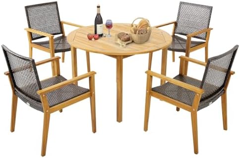Amazon.com: Tangkula 4 Pieces Patio Dining Set for 4, Patiojoy Space ...