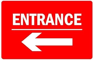 Entrance left arrow sign - Self adhesive sticker (600mm x 400mm ...