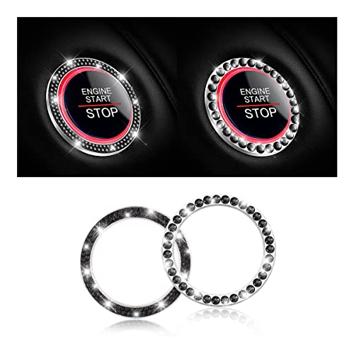 Car Bling Crystal Rhinestone Engine Start Ring Decals, 2 Pack Car Push ...