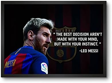 LAMRON Messi FCB Quotes Wall Decoration Art Framed Poster, 12 Inch x 18 ...