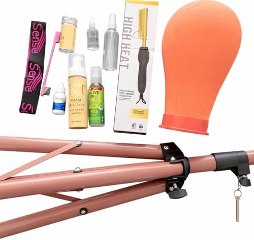 Wig Making Kit with Foam Mannequin Head, Tripod Stand, High Heat Gold ...