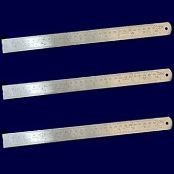 Stainless Steel Scale/Ruler 1 Foot (30 cm / 12 inch) - Pack of 3 ...