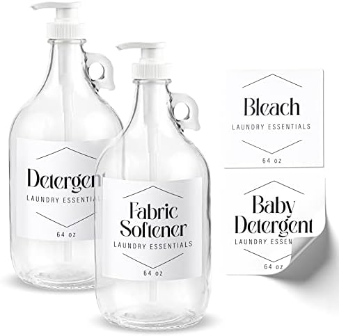 Half Gallon Glass Laundry Room Dispenser Pump Bottle for Detergent ...