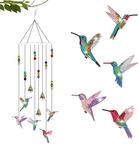 Amazon.com : Diamond Art Wind Chimes, DIY Dotted Diamond Wind Chime Kit ...