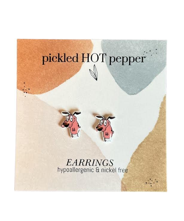 Amazon.com: courage the cowardly dog stud earrings - made for sensitive ...