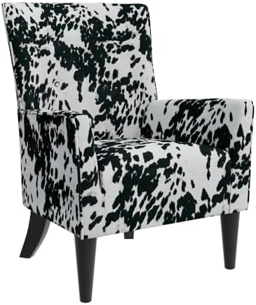 Amazon.com: Shelter High Back Wingback Arm Chair in Velvet Black Cow ...