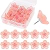 Amazon.com: 25Pcs Cherry Blossoms Push Pins, Pink Resin Glitter Flower ...