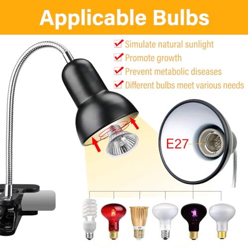 TOGETDREAM Tortoise Heat Lamp 360Rotatable Reptile Basking Lamp with ...