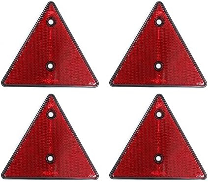 AOHEWEI 4 x Red Rear Reflectors Triangle Reflective Trailer Screw ...
