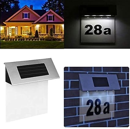 Konesky 4 LED Stainless Steel Solar Doorplate Number Light Lamp ...