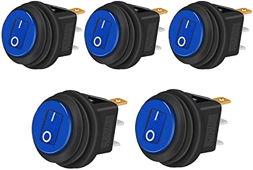 Twidec/5Pcs 12V 20A Waterproof Round Rocker Toggle LED Switch 3 Pins On ...