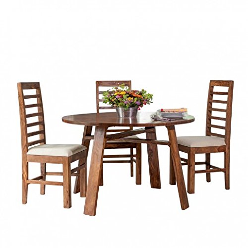 Tezerac Pellier Four Seater Dining Table Set (Natural Finish, Teak ...