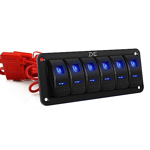 Snapklik.com : FXC Pre-Wired 6 Gang Rocker Switch Aluminum Panel