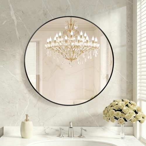 Amazon.com: OLIXIS Bathroom Round Mirror for Over Sink, 28 Inch Wall ...