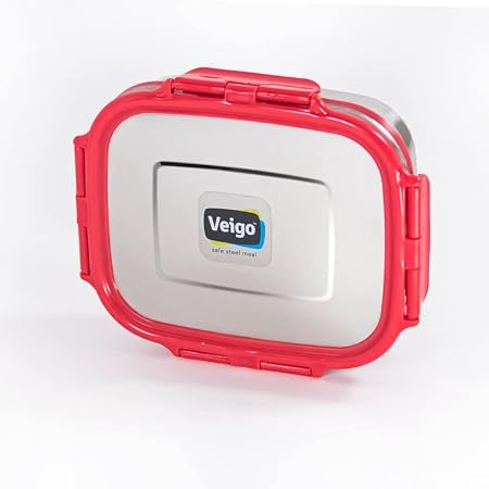 Veigo Stainless Steel Lunch Box - 1 Red Containers (1 Lunch Box ...