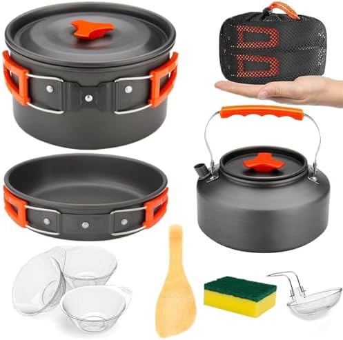 Techshining 11pcs Camping Cookware Set for Backpacking - Lightweight ...