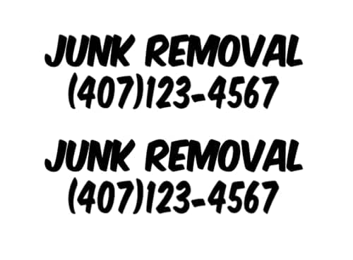 Amazon.com: Junk Removal Personalized with Phone Number Decal Car Truck ...