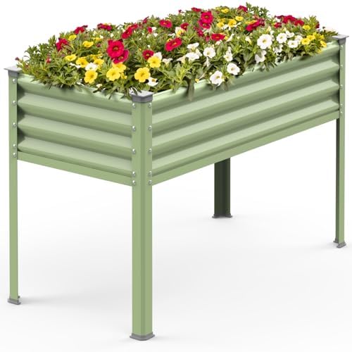 Amazon.com: Giantex Raised Garden Bed, Metal Planter Box with Legs ...