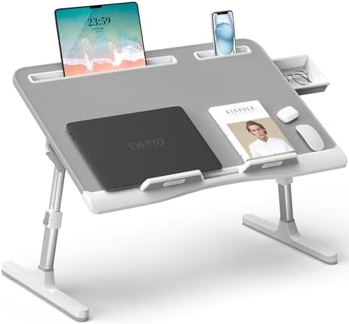 Amazon.com: Laptop Bed Tray Desk with LED Desk Lamp, SAIJI Adjustable ...