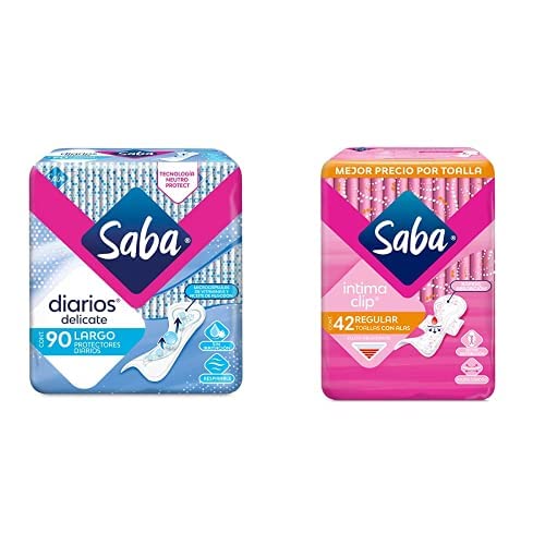 Saba Diarios Large Pads 90 pieces+Saba Intima Clip; Toalla Femeninas ...