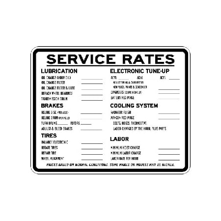 Amazon.com: Auto Repair and Service Rates Signs - 30x24 - Non ...