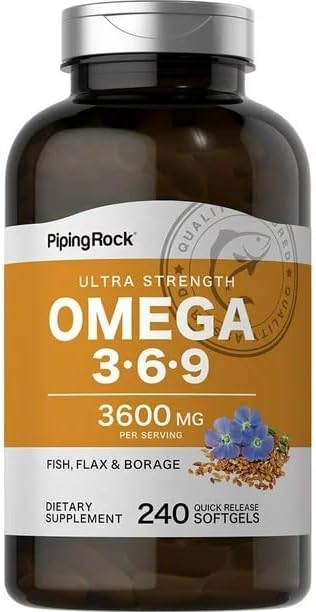 Omega 369 Fish Flax Borage 240 Softgels Piping