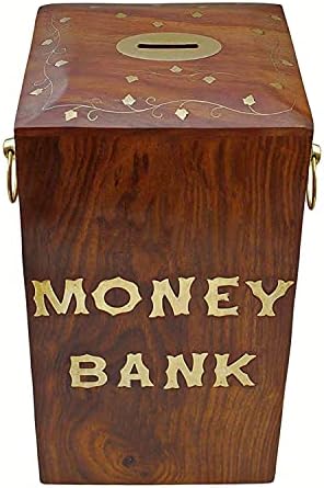 Craftland Wooden Money/Piggy Bank, Money Box, Coin Box with Carved ...