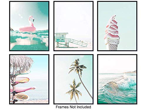 Tropical Summer Wall Art Set - 8x10 Nautical Ocean Poster Prints for ...