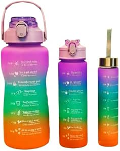 Amazon.com: Motivational Water Bottles 3 Pack 64oz + 32oz + 0.3L Purple ...