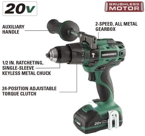 Masterforce FlexPower 20-Volt Lithium-Ion Cordless Brushless 1/2 Drill ...