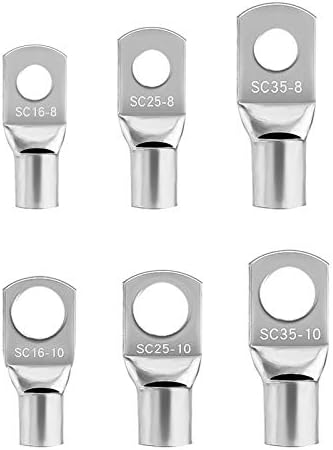 Gueenky 120 Pieces Copper Lugs Terminals Connectors 6/10/16/25mm² 8 ...