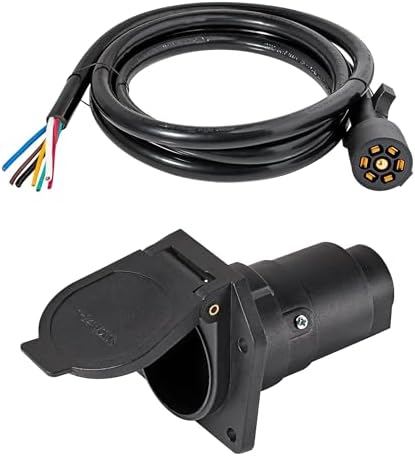 Amazon.com: Oyviny Heavy Duty 7 Pin Trailer Plug Cord with Double ...